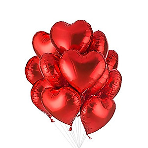 AnnoDeel 20 pcs 18inch Red Heart Balloons, Heart shaped Balloons foil Love Balloons for Wedding Decoration Party Balloons Birthday