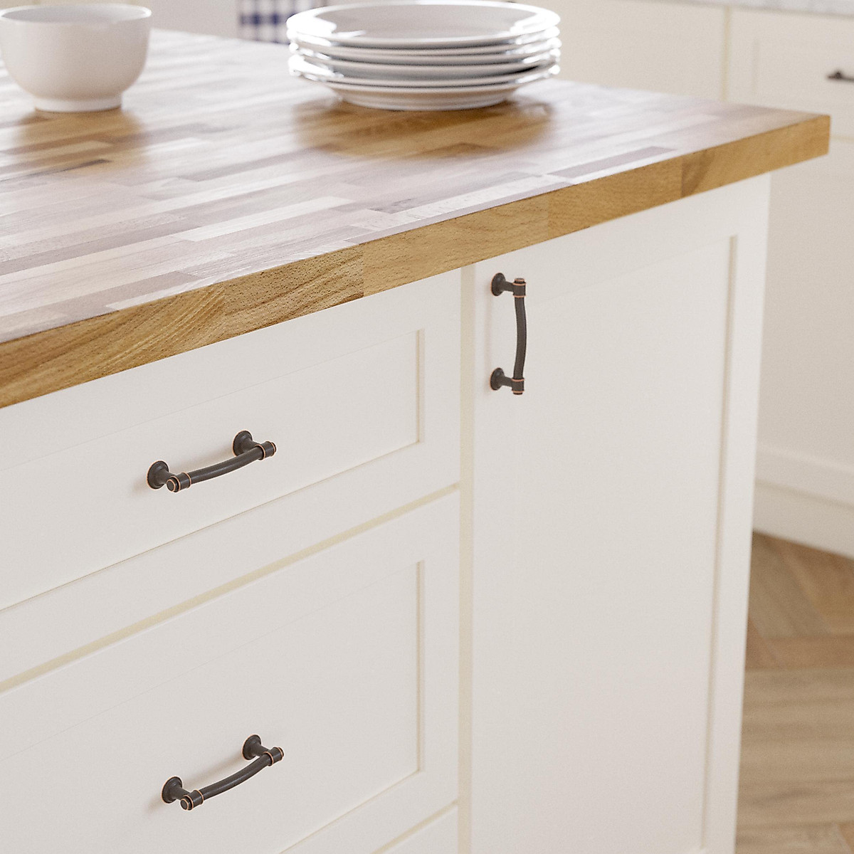 Franklin Brass Nautical (5-Pack) Cabinet Handles 3' Hole Center Bronze w/Copper Highlights Kitchen Drawer Pulls Dresser, Furniture Hardware P18639K-VBC-B