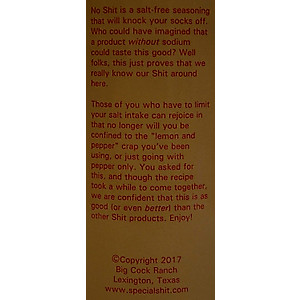 No Shit Salt Free Seasoning From Big Cock Ranch