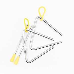 Elitee Hand Percussion 6 Inch Triangle Instrument with Striker, Pack of 2