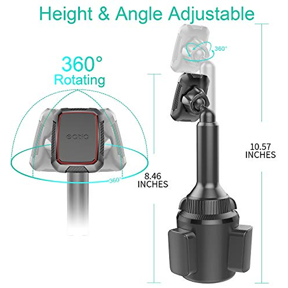 OQTIQ Car Cup Holder Phone Mount Magnetic, Universal Cup Holder Fit Phone Car Truck Mount Cup Holder Compatible with iPhone Samsung Galaxy LG and More, Extra Strong with 6 Magnets