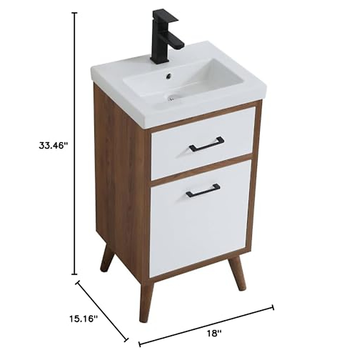 Elegant Kitchen and Bath 18 inch Bathroom Vanity Cabinet - Matte White