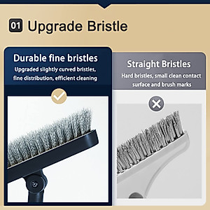 Floor Scrub Brush with Long Handle Grout Brush 2 in 1 Scrape Brush V-Shape Stiff Bristle Floor Scrubber with Squeegee 180°Rotating, Shower Scrubber Brush for Cleaning Bathroom, Kitchen, Wall