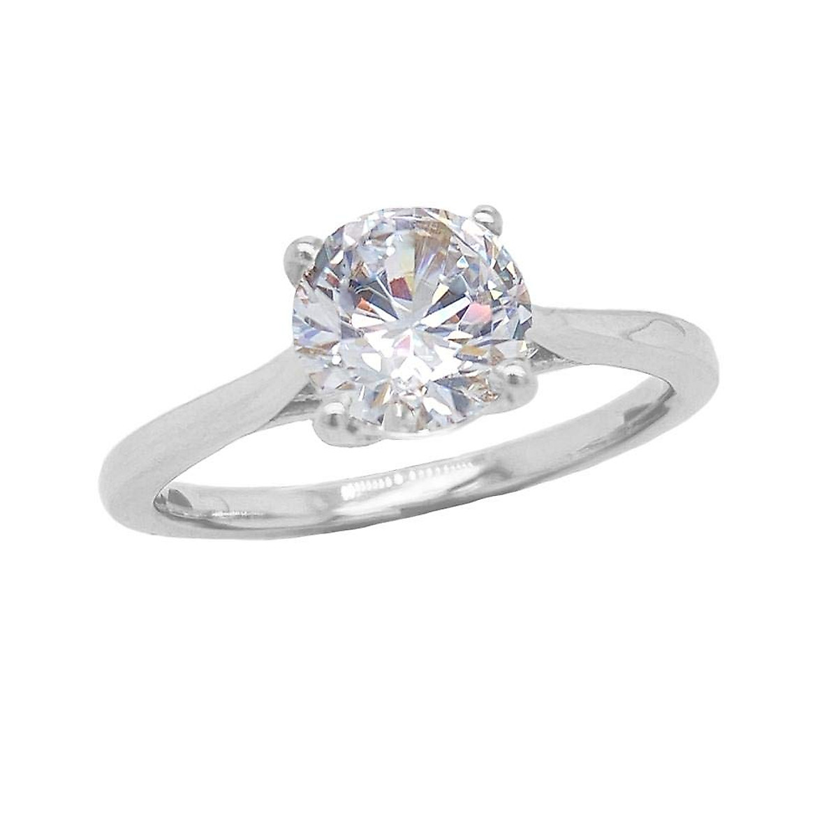 Elegant 10k White Gold Solitaire CZ Engagement Ring (Medium) (Size 11)