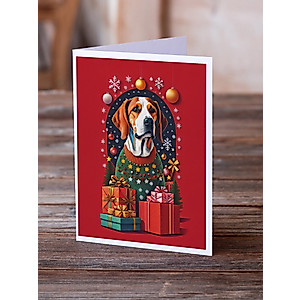 Caroline's Treasures DAC3026GCA7P American Foxhound Dog Holiday Christmas Greeting Cards Pack of 8 Blank Cards with Envelopes Whimsical A7 Size 5x7 Blank Note Cards