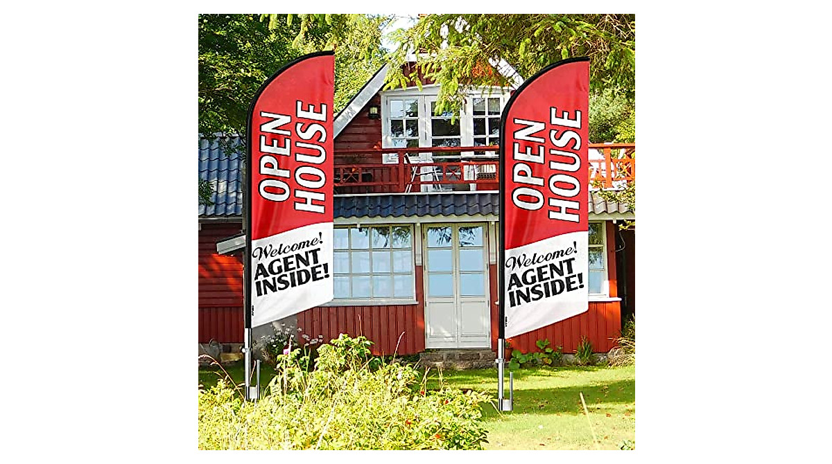 QSUM Large Open House Feather Flag Signs for Real Estate Agents