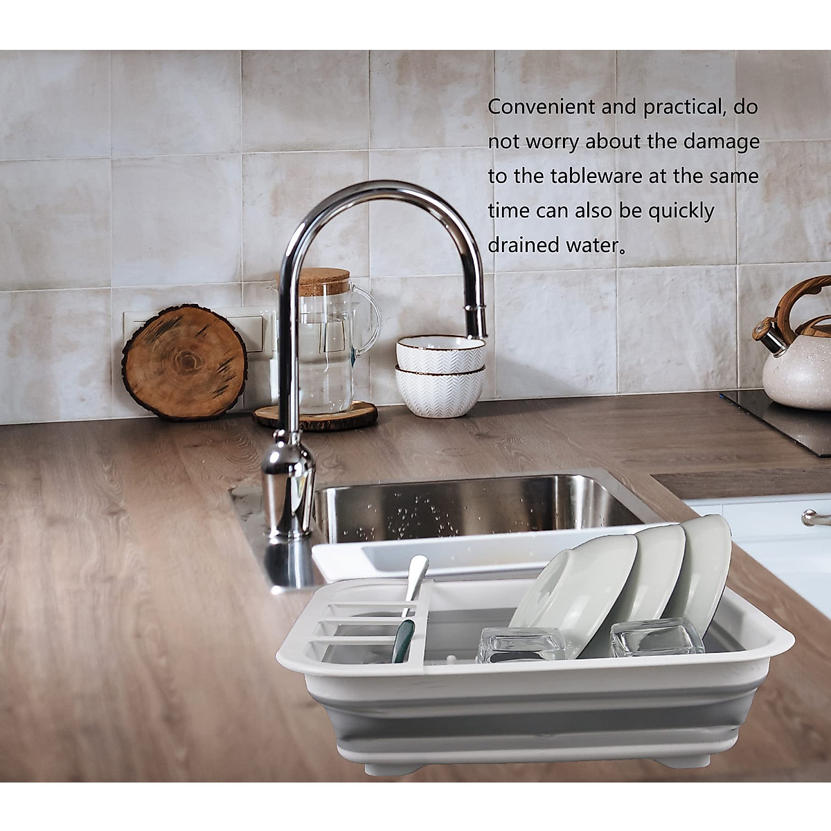 HNZZZM Collapsible Dish Drying Rack, Convenient Storage Dishware Drain Rack Drain Hole at The Bottom Suitable for Kitchen and Station Wagon