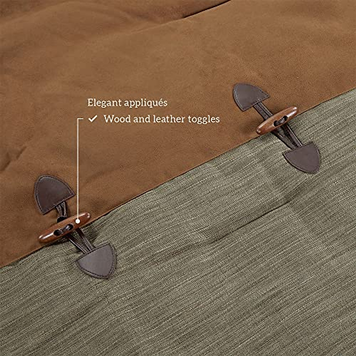 Paseo Road by HiEnd Accents | Highland Lodge Rustic Bedding 5 Piece Super King Size Comforter Set, Green Brown Jacquard Western Bedding, Cabin Comforter Set with Bed Skirt, Shams, Accent Pillow