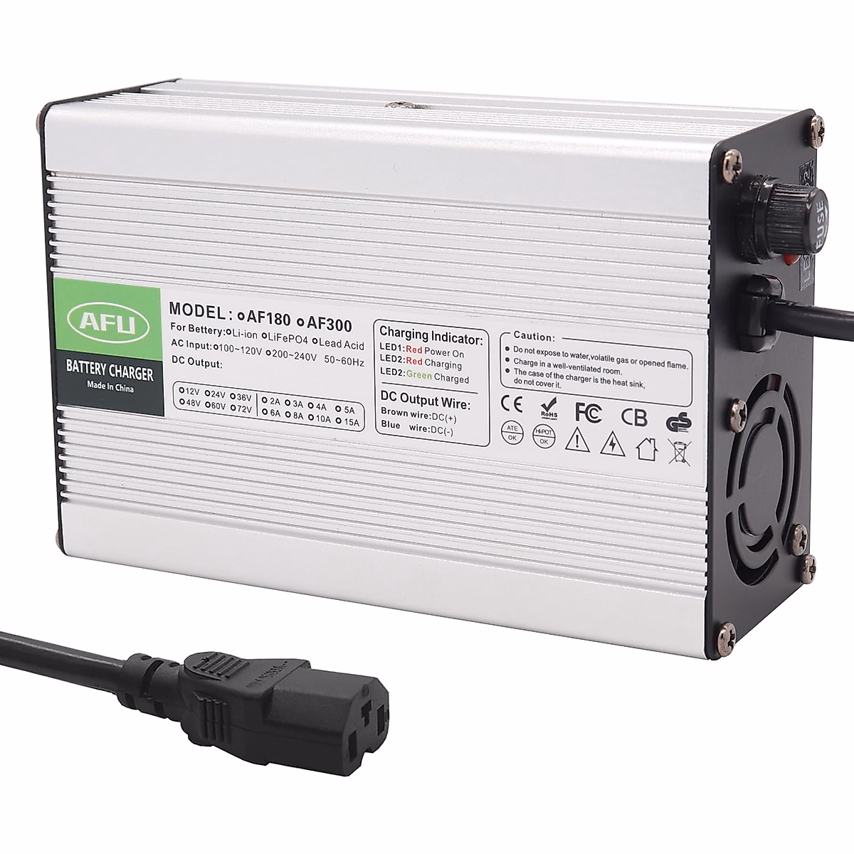 48V 3A Lead Acid Charger Output Connector 3pin C13 N+ L- for 48V Lead Acid AGM Gel VRLA OPZV Battery 48V Smart Charger