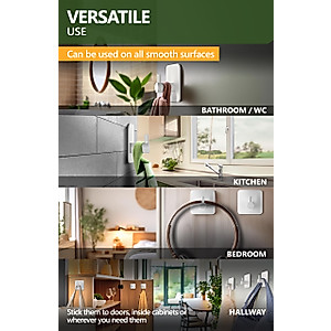 4smile Towel Hooks for bathrooms, Set of 6 - White Adhesive Hooks, Durable Adhesive Wall Hooks - Strong Adhesive Towel Hooks, Stick on Hooks