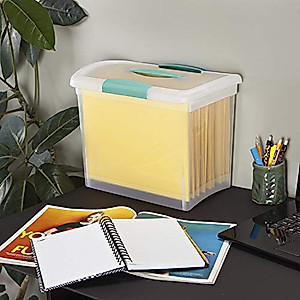 Sterilite 18768606 Large Nesting ShowOffs, Clear with Blue Aquarium Handle and Latches, 6-Pack