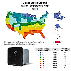 FOGATTI RV Tankless Water Heater, 2.2 GPM, Gen 2, with Black Door and Remote Controller, 42,000 BTU, InstaShower 6, Optimized Summer Comfort Performance, Ideal for RVers' Family Use