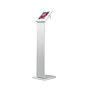 Locking Floor Stand - CTA Premium Large Locking Floor Stand Kiosk with Steel Body and Heavy-Duty Locking Enclosure with Keys for iPad Pro 12.9", Surface Pro 3, 4, 5, 6, 7, 8, X (PAD-PLSW) - White