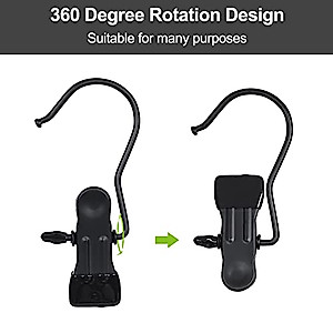 BEWISHOME 30 PCS Boot Hangers for Closet, Laundry Hooks with Clips, Boot Hanging Hold Clip, Clothes Pins, Space Saving Portable Travel Hangers Clip, Jeans, Tall Boots, Towel, Black FYC30B