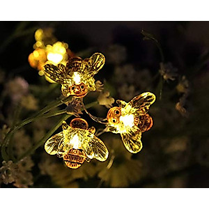 WSgift Honeybee Decorative String Lights, 18.7 Ft 40 LED USB Plug-in Copper Wire Bee Fairy Lights for Various Decoration Projects (Warm White, Remote Control with Timer)