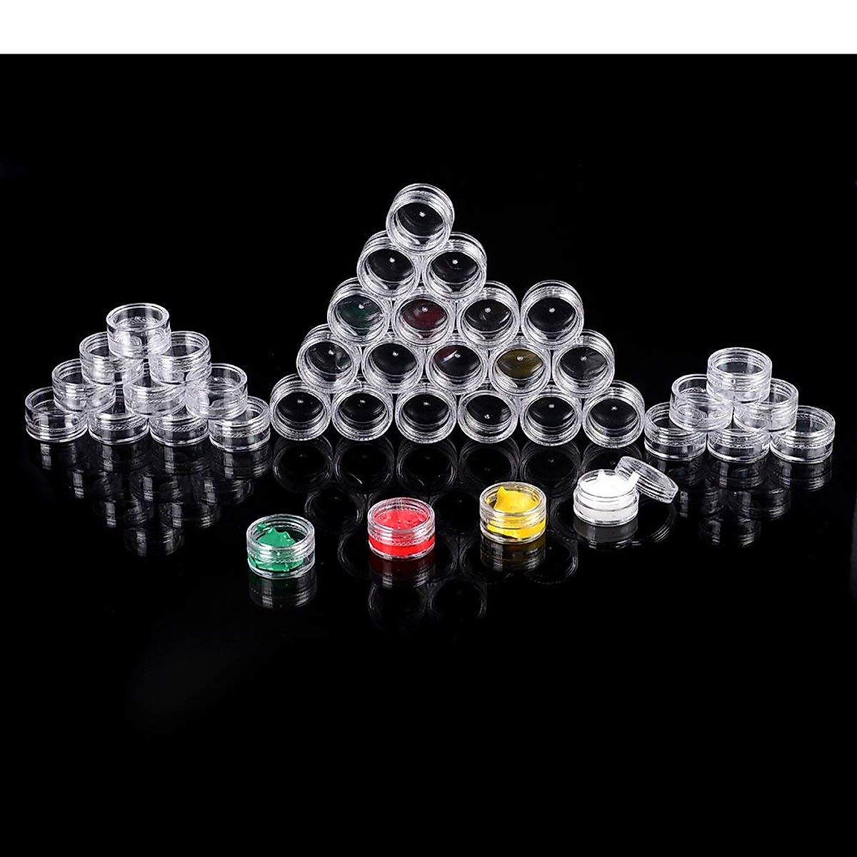 120 PCs 5 Gram Empty Plastic Cosmetic Samples Container for Make Up, Eye Shadow, Nails, Powder, Gems, Beads, Jewelry, Cream Small Clear Pot Jars with Lid