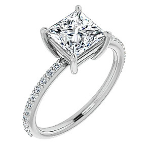 10K Solid White Gold Handmade Engagement Rings 2.0 CT Princess Cut Moissanite Diamond Solitaire Wedding/Bridal Ring Set for Women/Her Propose Ring (8)