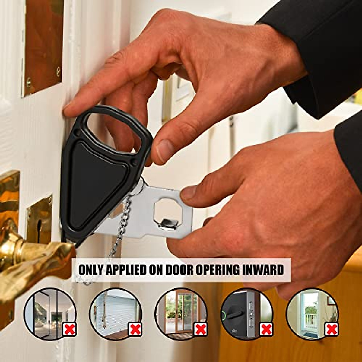 Portable Door Lock for Hotel and Home Security, Door Lock Self-Defense Door Safety Device for Travel, Apartment, Living Motel, AirBNB, School Dorm