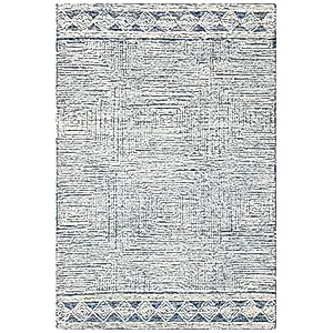 SAFAVIEH Abstract Collection 2' 3" x 4' Ivory / Navy ABT349N Handmade Wool Entryway Living Room Foyer Bedroom Accent Rug