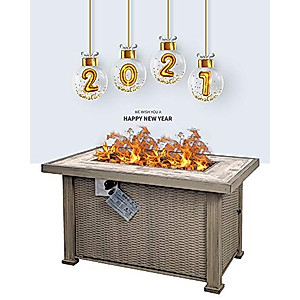 Summerville Propane Gas Fire Fit, 42 inch Outdoor Fire Pits Smokeless 50,000 BTU Auto-Ignition Fire Table with Lava Stone for Patio,Garden,Backyard, Grey Brush