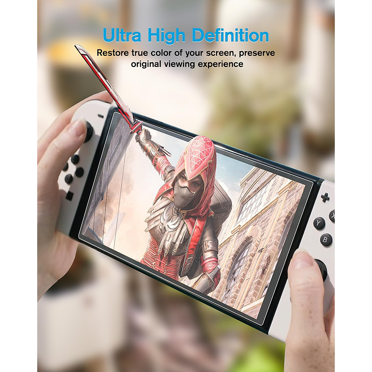 MOBDIK Tempered Glass Screen Protector for Nintendo Switch OLED Model 2021 EZ Kit, Automatic Alignment, 2 Pack