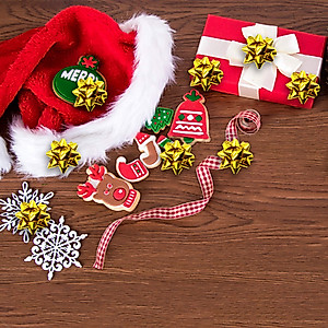 Iceyyyy 100Pcs Mini Christmas Bows - 1Inch Metallic Star Mini Gift Bow Mini Christmas Valentine's Day Self Adhesive Bows for Gifts Wrapping Holiday Presents (Gold)