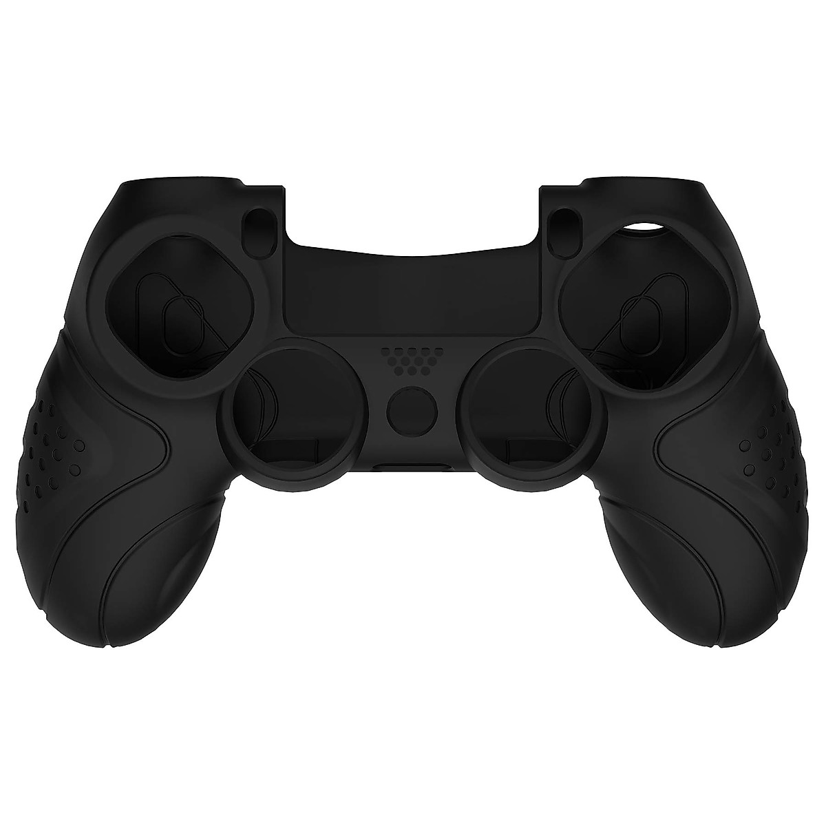 PlayVital Anti-Slip Controller Silicone Case Cover for PS4, Rubber Protector with Joystick Caps for PS4 Slim/Pro Controller - Black