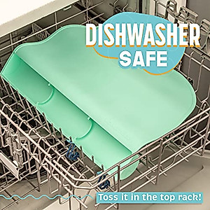 UpwardBaby Silicone Placemats for Toddlers- Suction Baby Placemat for Restaurants & Home with Food Catching Pockets-Kids Placemat for Dining Table-Washable Wipeable Nonslip BPA-Free Placemats for Kids