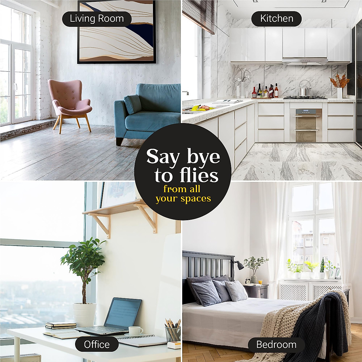 Fly Trap Indoor or Outdoor Usage | Window Fly Traps are Clear & Transparent | Also for Moths, Gnats, Fruit Flies, Spiders and Ants | Easy to Use - Easy to Dispose | Pack of 15