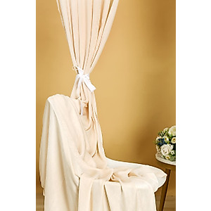SHERWAY 9.6 Feet x 10 Feet Cream Beige Silky Soft Curtain Wedding Backdrop Drapes, Slightly Shiny Satiny Window Curtains for Party Ceremony Decoration
