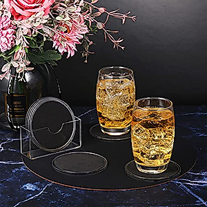 6 Pieces Acrylic Drink Coasters with Holder Round Cup Holder Coasters Tabletop Acrylic Coasters Anti-Slip Cup Holders for Housewarming Tabletop Protection Room Bar Party Decor