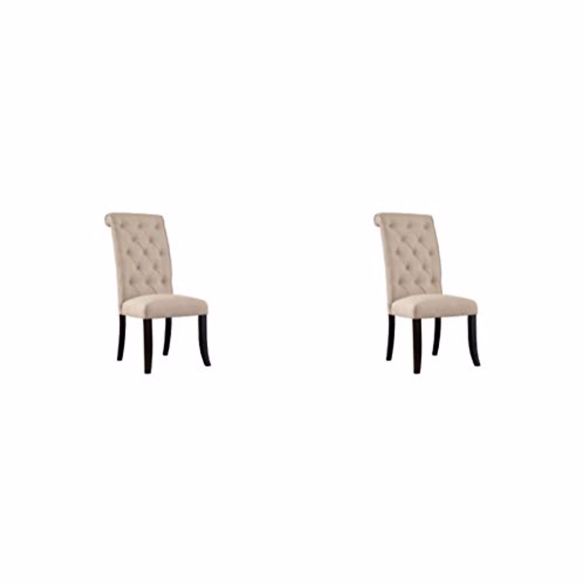 Signature Design by Ashley Tripton Classic Tufted Upholstered Armless Dining Chair, 2 Count, Beige