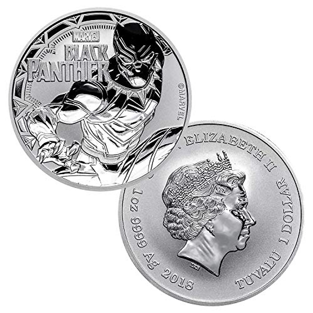 2018 Tuvalu 1 oz .999 Silver Marvel Black Panther $1 Brilliant Uncirculated