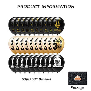 SharkBliss 30PCS RIP Twenties Balloons, Death to My Twenties RIP to My 20s Dirty 30 Birthday Balloons12 Inch 30th Birthday Balloons RIP Twenties Bday for Men Women Lady 30th Birthday Party Decorations