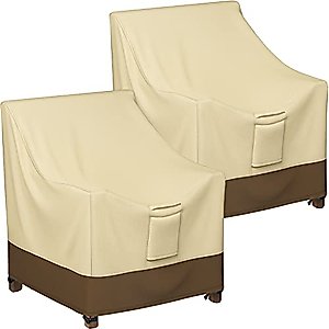 Heavy Duty Patio Chair Covers Waterproof, 2 Pack Lounge Deep Seat Cover 35"W x 38"D x 31"H, Heavy Duty Lawn Patio Outdoor Furniture Covers Waterproof with Air Vents for All Weather, Khaki & Brown