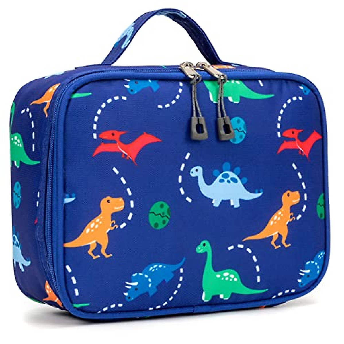 JinBeryl Insulated Lunch Box Bag for Kids Boys, Size for Preschool, Kindergarten, or Travel, Dinosaur Blue
