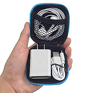 6 Pcs Square Portable Earbuds Case with Carabiners & 2 Headphone Cable Clip, SENHAI Mini Hard EVA Carrying Case Storage Bag for Earphone Earbuds Bluetooth Headset U Disk - 6 Colors