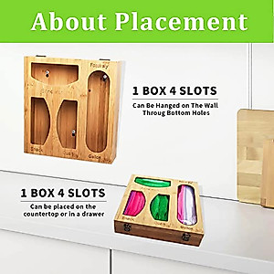 Ziplock Bag Organizer,Bamboo Plastic Bags Container Boxs Dispenser With Lid For Kitchen Drawer,Can Wall Mount And Stand Suitable For Food Sandwich Gallon Baggie Quart Snack Variety Size Bag(Brown)