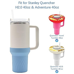 Silicone Cup Boot with 2 Pack Spill Stopper - Fit for 40 OZ Stanley Cup, Reusable Boot Sleeve for Outdoor, Bottom Protector - Light Blue