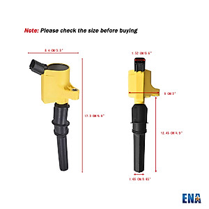 ENA Yellow Set of 8 Ignition Coil Pack Compatible with Lincoln Mercury Ford Mustang Crown Victoria E150 E250 Expedition Explorer F150 F250 F350 F450 F550 Navigator 4.6L 5.4L V8 Replacement for DG508