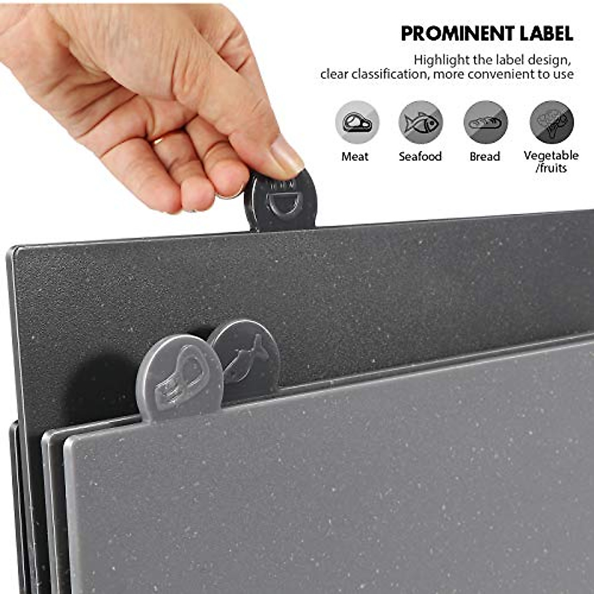 MASTERTOP Cutting Board Set for Kitchen Holder - Index Plastic Chopping Board Set of 4, BPA Free, No Slip, Dishwasher Safe, Thicker Cutting Boards With Draining Rack Organizer, 1 Pair of Scissors