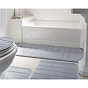 Over the Floor │ Bath Mats 5-Piece Set Thick Memory Foam - Close Out│ Bathroom Rugs Set, Toilet Rug, Water Absorbent, Extra Soft, Non-Slip Back │Gray