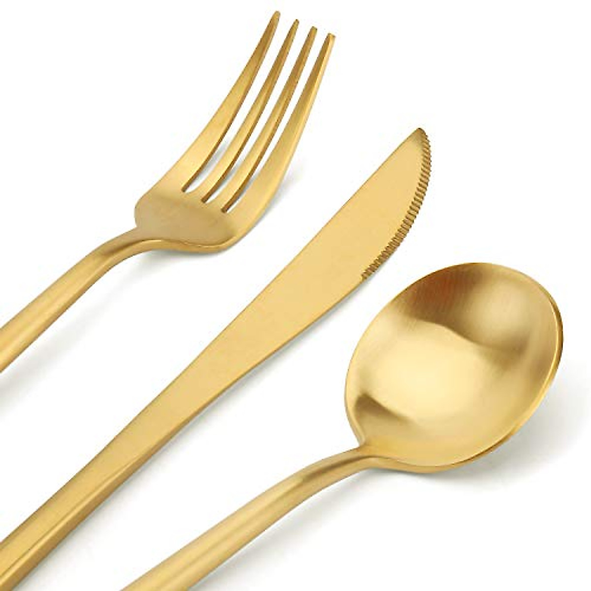 Matte Gold Silverware Set, sharecook 20-Piece Stainless Steel Satin Finish Flatware Set Service for 4, Kitchen Utensil Set, Tableware Cutlery Set for Home and Restaurant