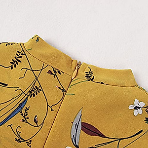 CM C&M WODRO Toddler Baby Girl Floral Dress Long Sleeve Mustard Yellow Dresses Flower Print Ruffle Playwear Fall Winter Dress(Yellow,5-6 Years)