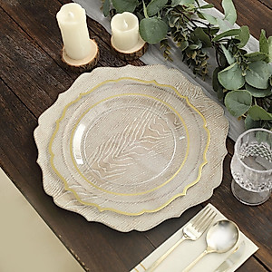 Efavormart 6 Pack | 13" Rustic White Wooden Textured Acrylic Charger Plates With Scalloped Rim
