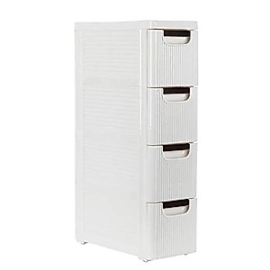 Flulep 4 Drawers Large Storage Carts, Mobile Cabinet with Wheels, Rolling Cart Organizer Narrow Slim Container Storage Cabinet for Bathroom, Bedroom (4 Drawer, with Wheels)