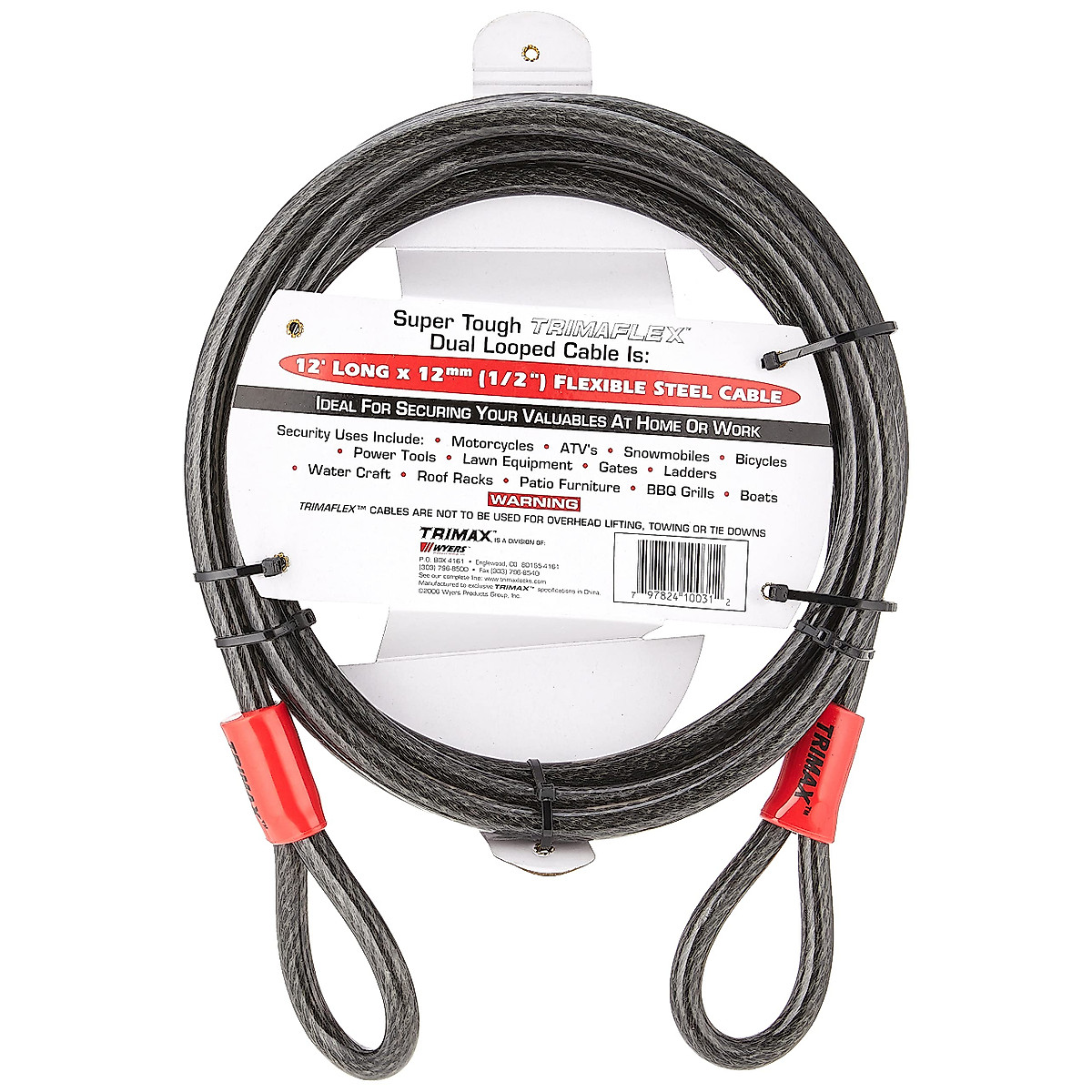 Trimax TDL1212 Trimaflex Dual Loop Multi-Use Cable (12 ft Long x 12mm)