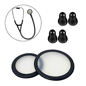 Replacement Accessories Kit Fits Classic 3 Cardiology 3 & Cardiology 4 Stethoscope for Littman Stethoscope Replacement Parts & Stethoscope Bell Cover Diaphragm and Eartips Earbud Replacement Parts. (black)