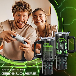 puhnhsv 40 oz Gaming Tumbler With Handle and Straw, 30oz Insulated Stainless Gaming Tumbler Coffee Travel Mugs Cup Water Bottle Game Lovers Gifts for Men Boys