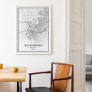 Dear Mapper Sacramento United States View Abstract Road Modern Map Art Minimalist Painting Black and White Canvas Line Art Print Poster Art Print Poster Home Decor (Set of 3 Unframed) (12x16inch)